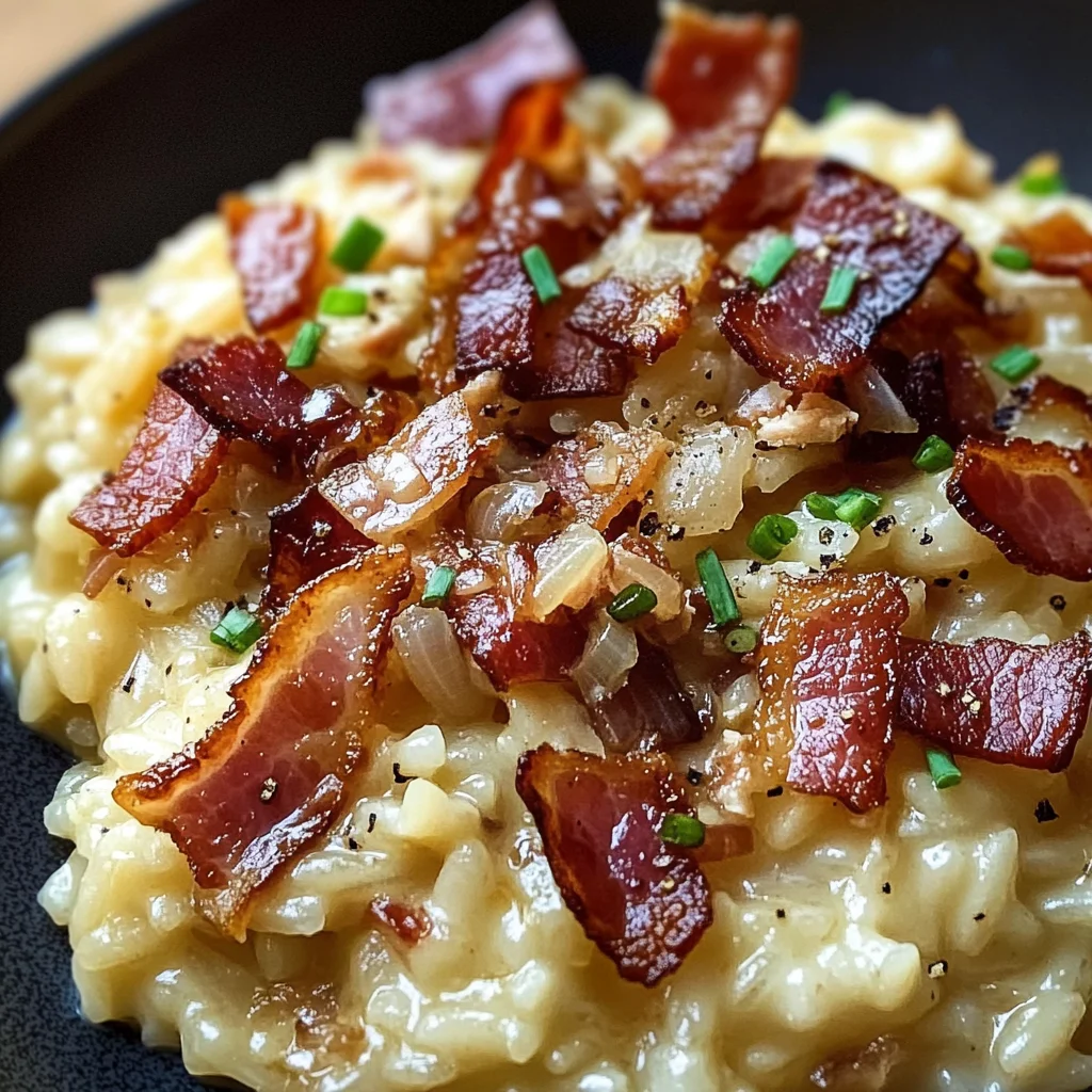 Caramelized Onion Turkey Bacon Risotto