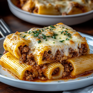 Baked Rigatoni Stuffed with Beef Ragu & Mozzarella